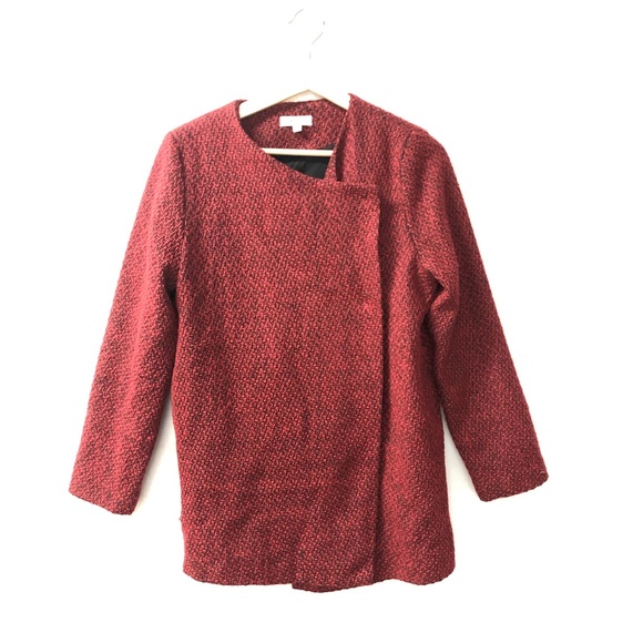 Everly | Jackets & Coats | Everly Large Red Tweed Long Blazer Jacket ...